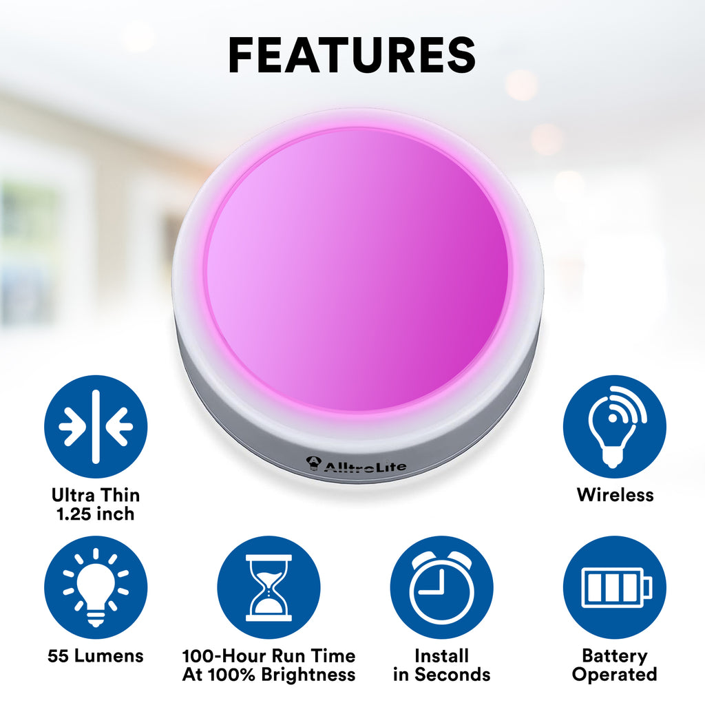 6 Pack Color Changing LED Puck Lights with 2 Remotes (FA7835) – Alltrolite