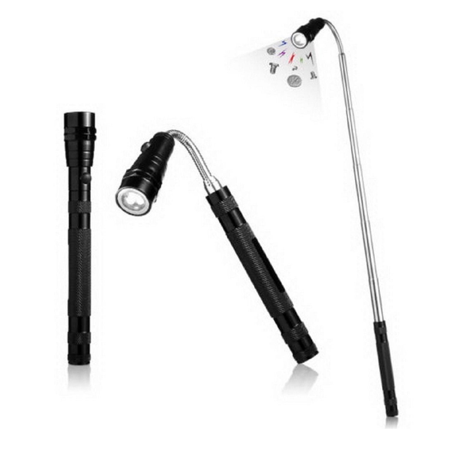 Portable 3 LED Telescopic Flexible Extendable Led Flashlights Torch ...