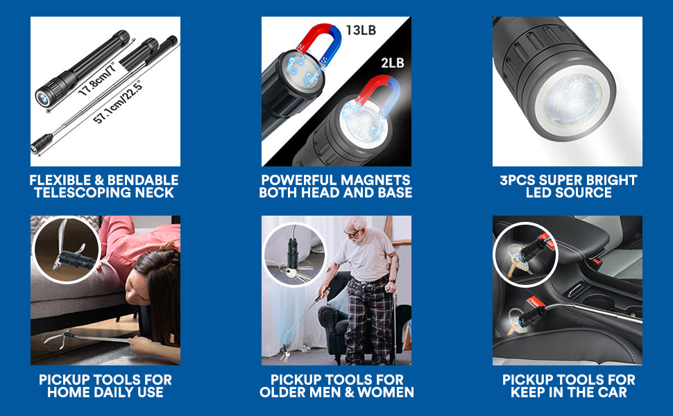 Telescoping Magnetic Pickup Tool Flashlight (DK30) – Alltrolite